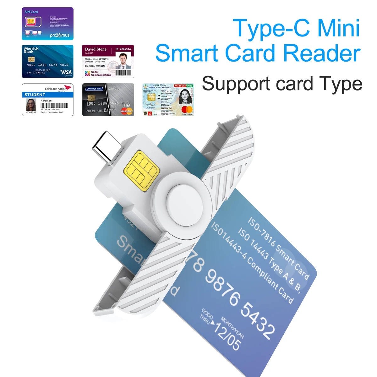Foldable Acs Pc-linked Usb Contact Atm Emv Iso 7816 Chip Kpi Ic Id Dni Sim Smart Card Readers ...