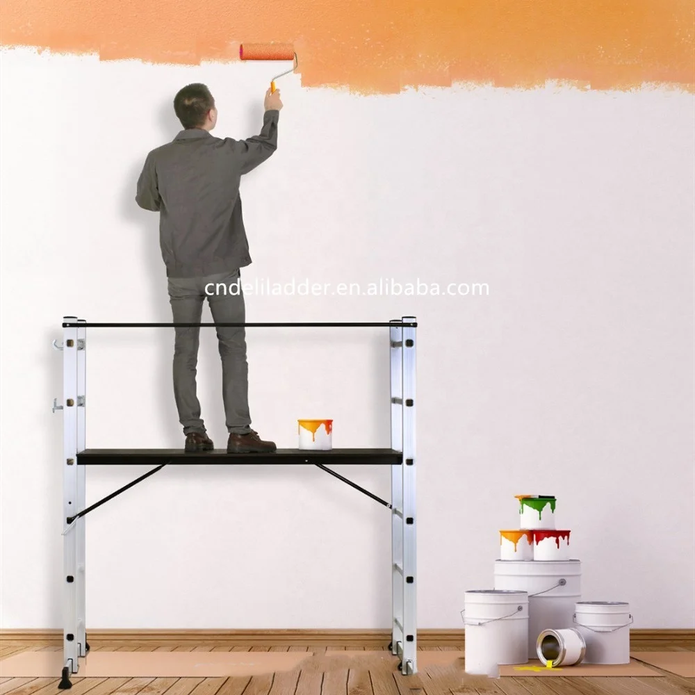 Lidl 6 Step Aluminum Scaffolding Stairs with Work Platform - Compact ...