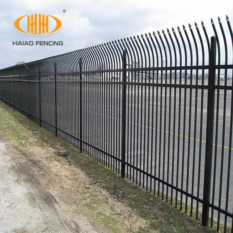Decorative Black Coated Single Top Curved Spear Steel Fencing Designs ...