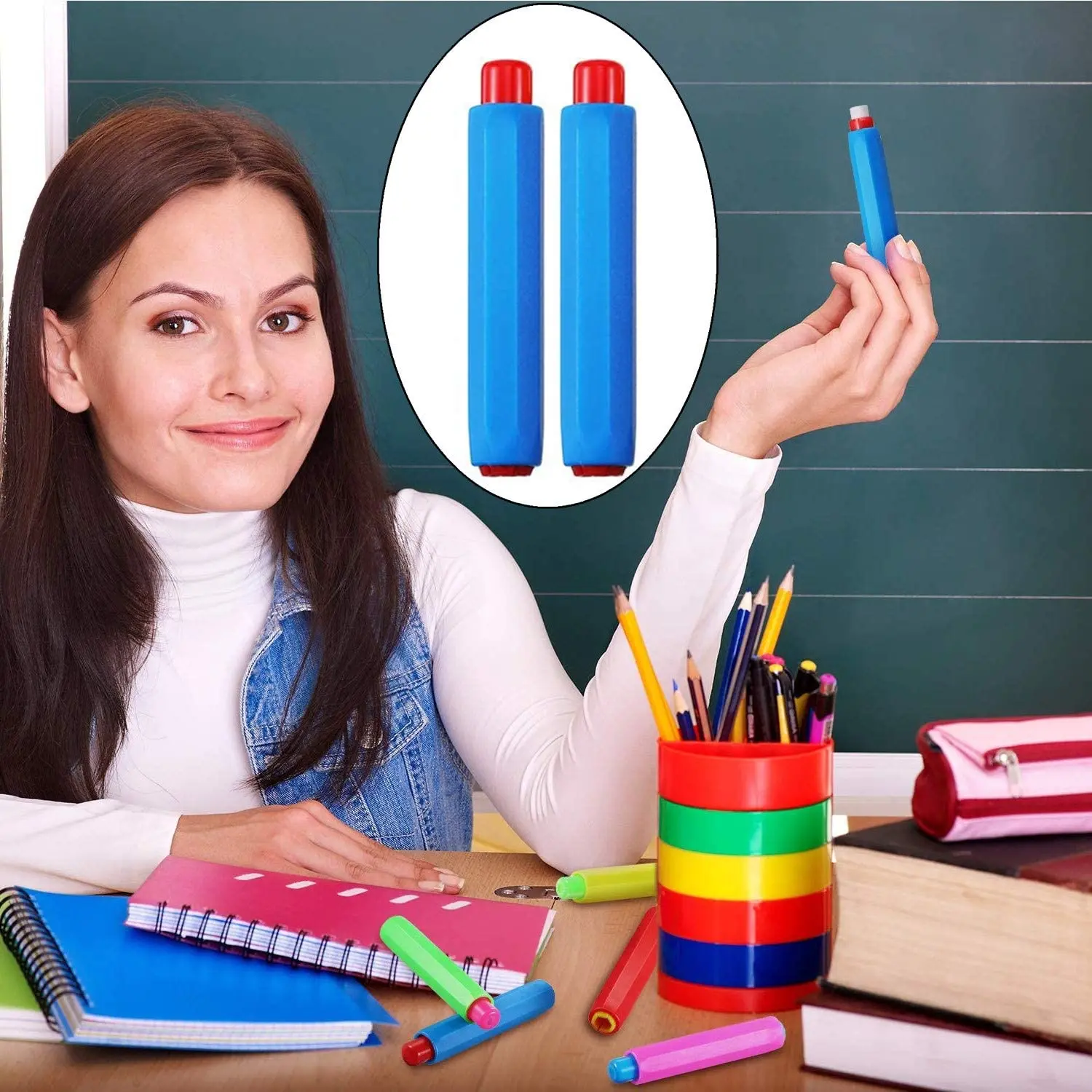 Colorful Plastic Chalk Holders - Ideal for Teachers & Students