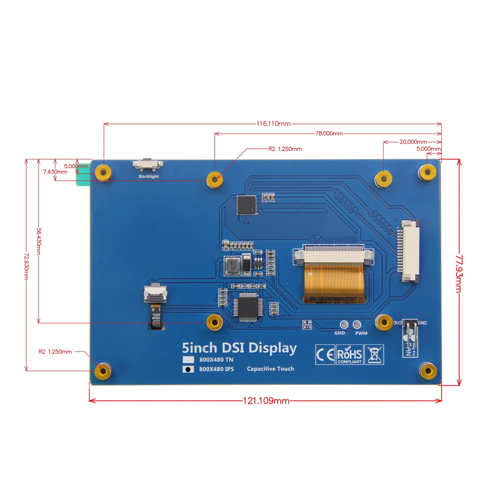 5-inch Mipi Dsi Display Screen,Lcd Touch Screen Monitor For Raspberry ...