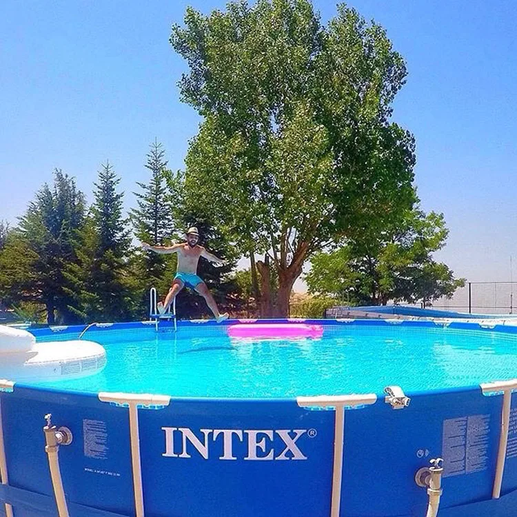 Intex Round Swimming Pool 28202 Portable Family Swim Pool Metal Framel ...
