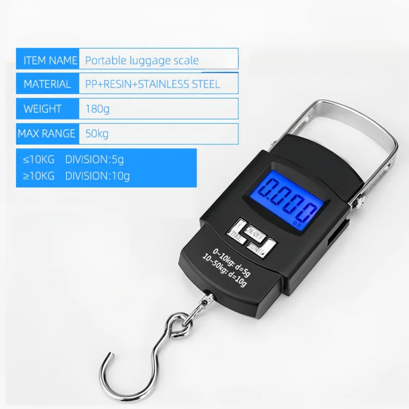 50kg Black Digital Weighing Scale Accuracy Measuring Scale with Hook ...