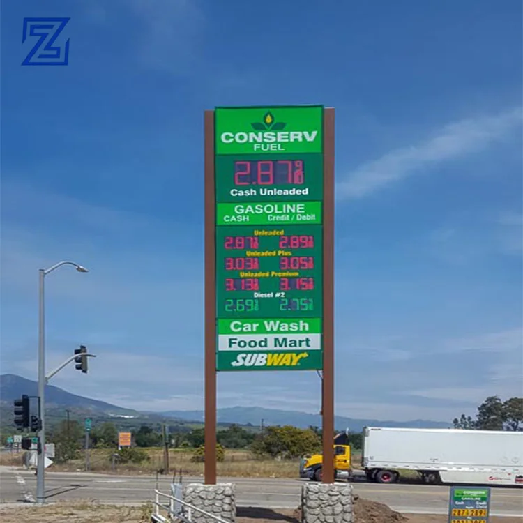Outdoor LED Display Steel Pylon Sign Board for Petrol Station