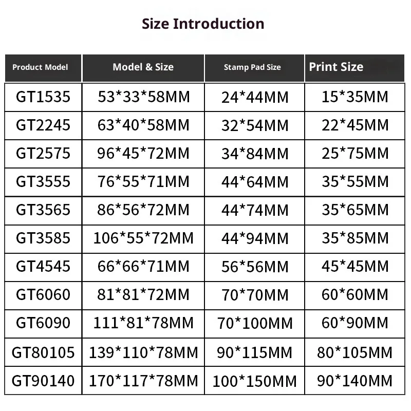 GT90140 Plastic Photosensitive Office Flash Stamp Rectangular Free Edge ...