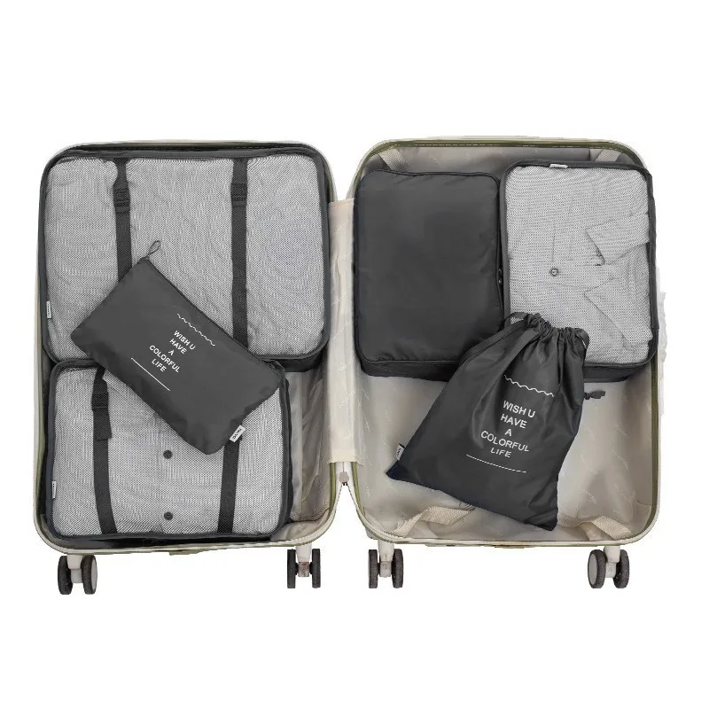 For Eight-Piece Travel Storage Set with Polyester Zipper Bags Letter ...