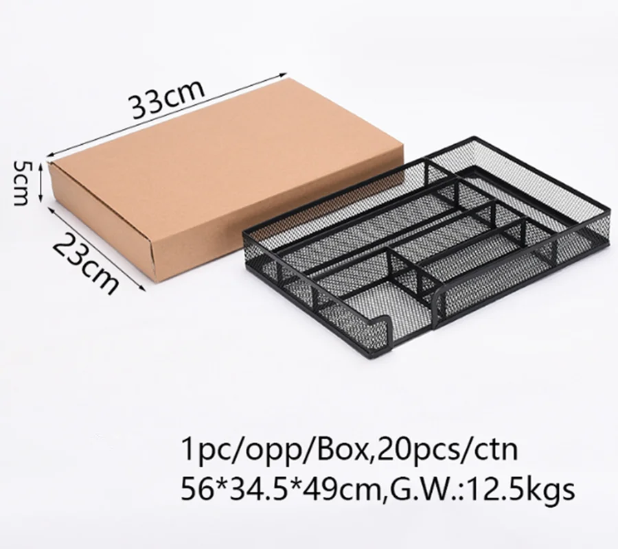 Metal Mesh Desk File Organizer Tray With 6 Compartments Sorter Drawer ...