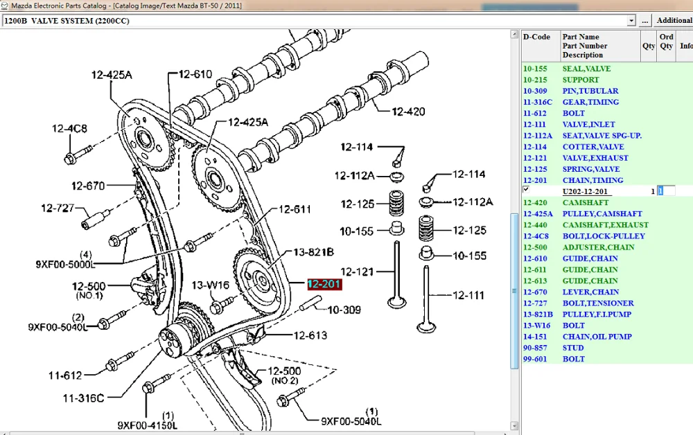 U202-12-201 Timing Chain for BT50 and Ranger 2.2 Engines