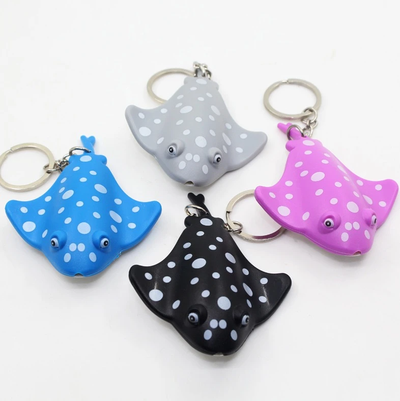 Manta Ray LED Sound Keychain - Creative Sea Animal Gift