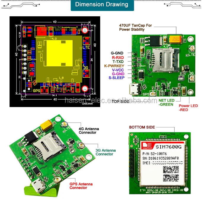 4G LTE CAT1 Module SIM7600G - Wireless Development Board