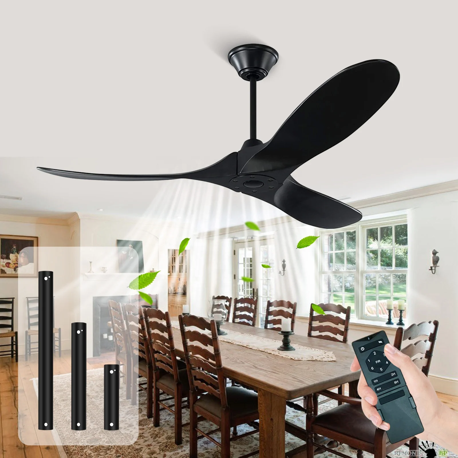 Modern 60" Reversible Dc Wooden Blade Remote Control Silent Ceiling ...