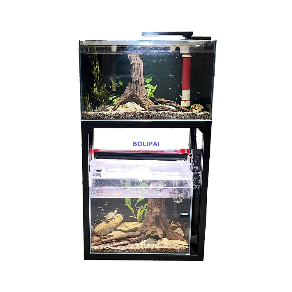 Custom Black White 4 Layers LED Aquarium Shop Display Tanks