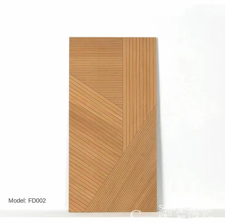 Modern Wood Grain Fishbone Floor Tile - Porcelain Ceramic
