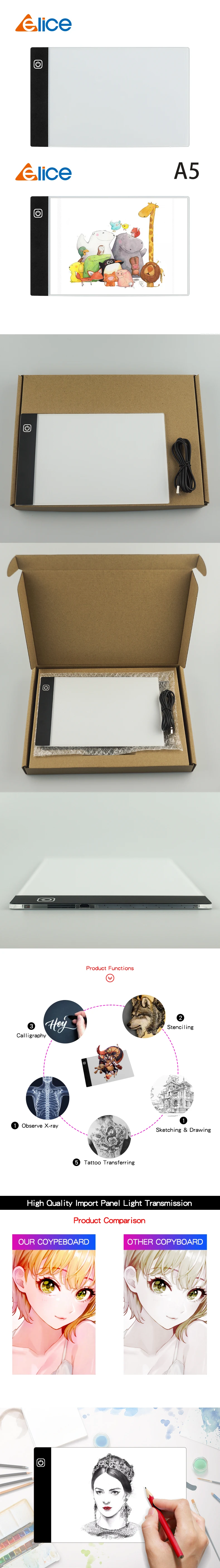 Portable A3 A4 A5 Led Tracing Board Light Box Usb Sketch Board Acrylic ...