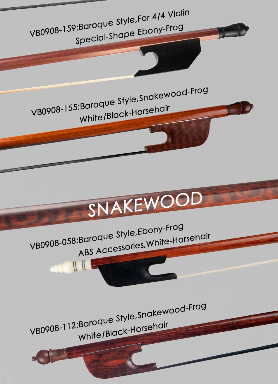 NAOMI Advanced German Baroque Style Bow Snakewood Round Stick