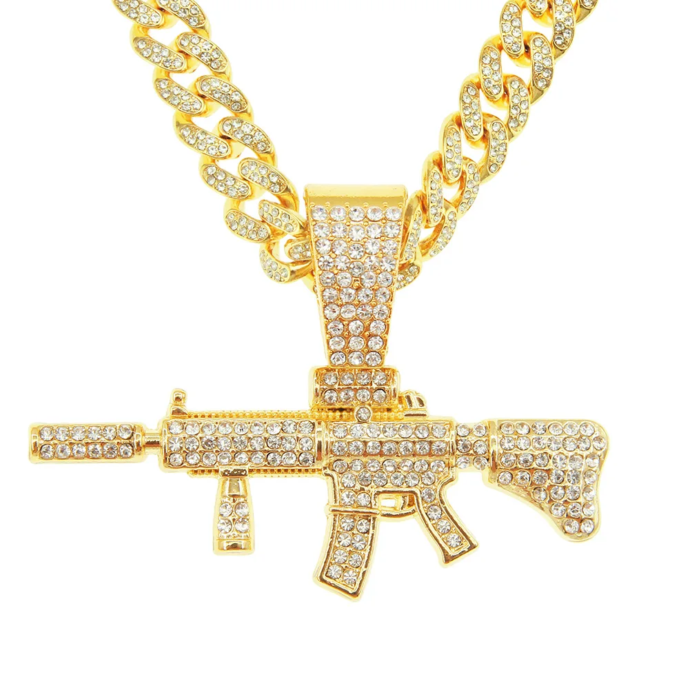 Fashion Ak47 Revolver Uzi Gun Pendant Necklaces Women Men Hip Hop ...