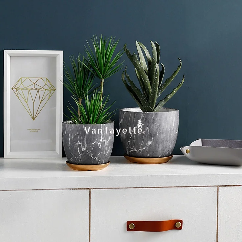 8 Inch Big Black Flower Pot Ceramic Decorative Flower Pots Succulents ...