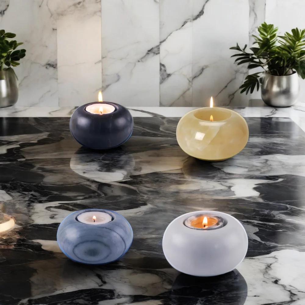 Modern Handmade Black White Grey Yellow Marble Candle Holders - Oem ...