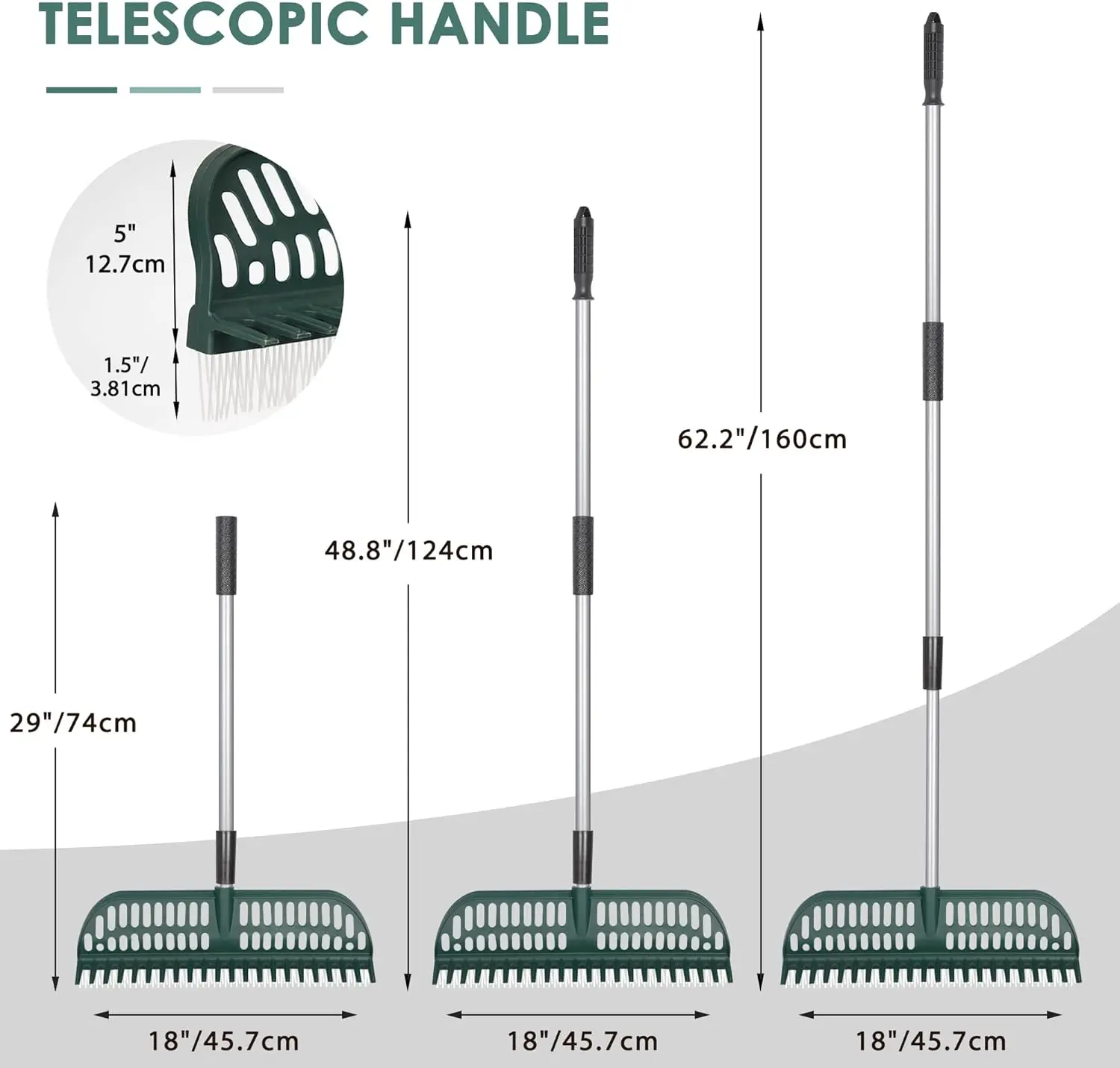 2 in 1 Plastic Grass Rake Yard Turf Lawn Brush Telescopic Handle ...