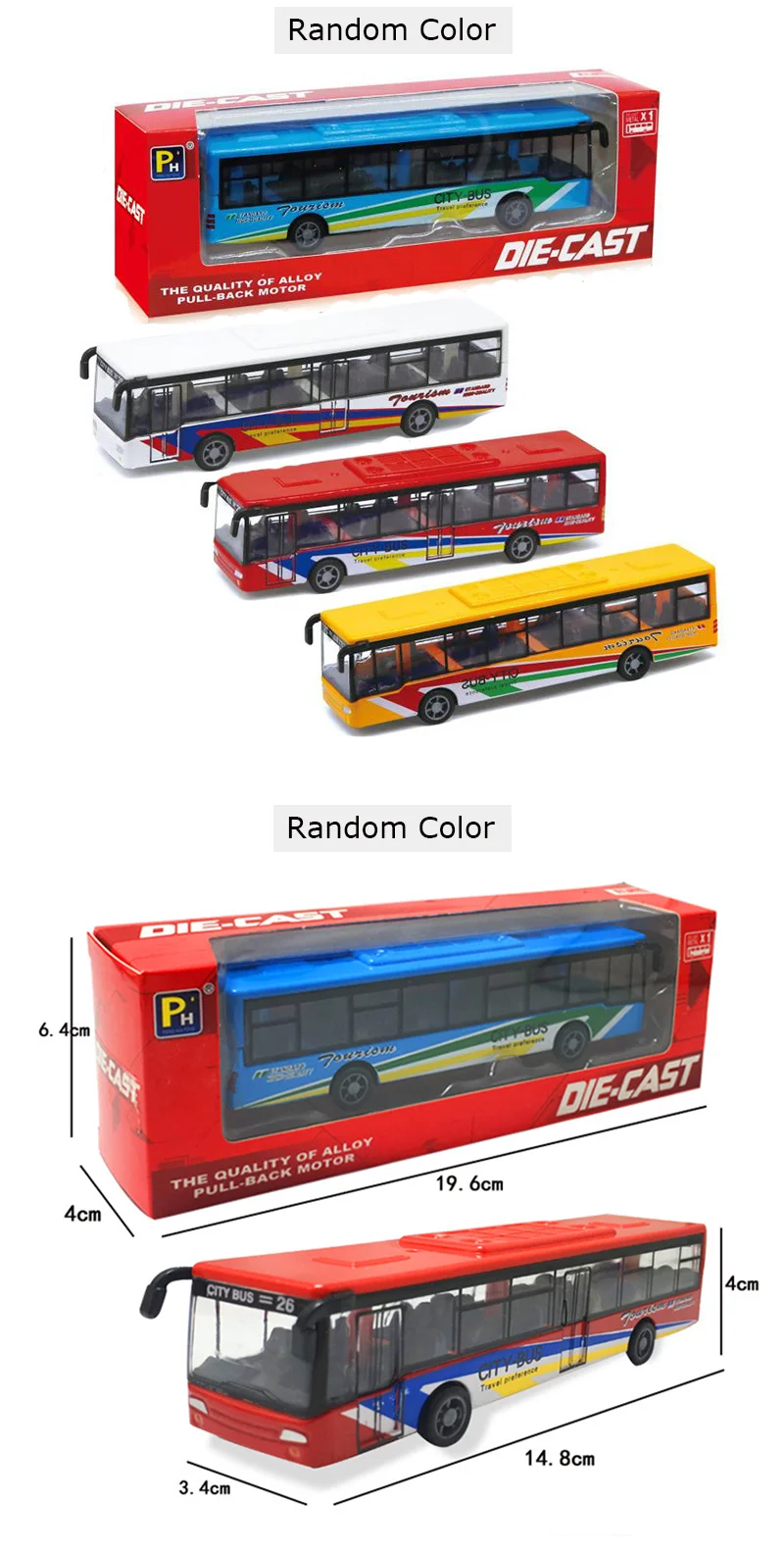 Pull Back Alloy Car Model 15cm Simulation Diecast Metal Pull-back Bus ...