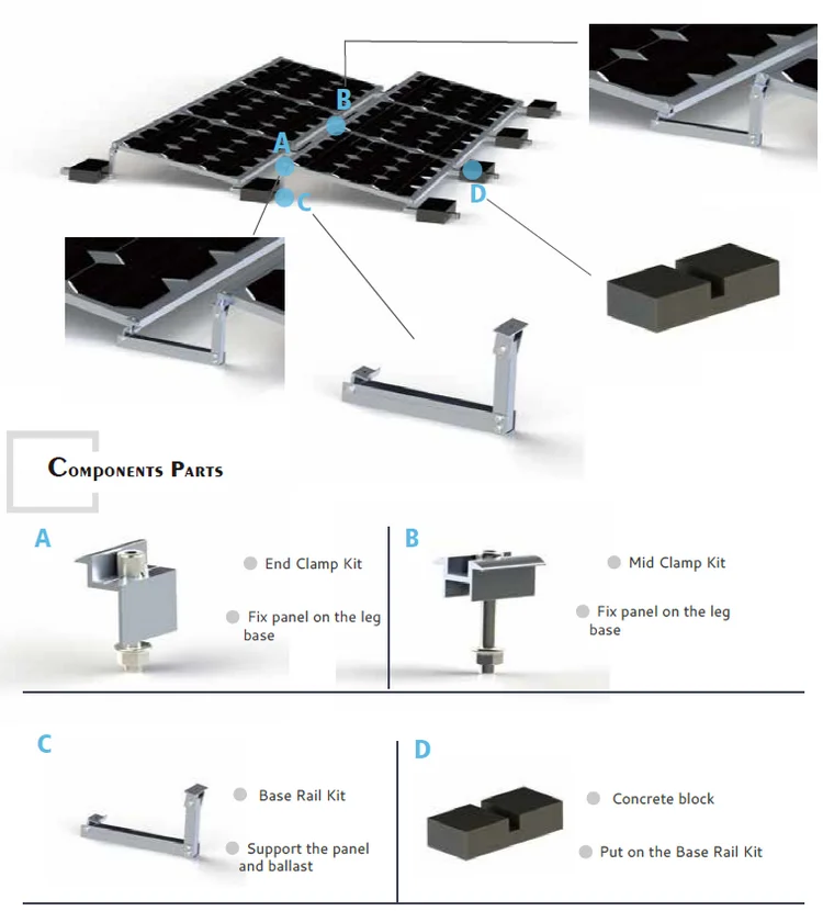 Yuens Oem Galvanised Rail Bipv Tilt Flat Roof Hook Kit Adjustable ...