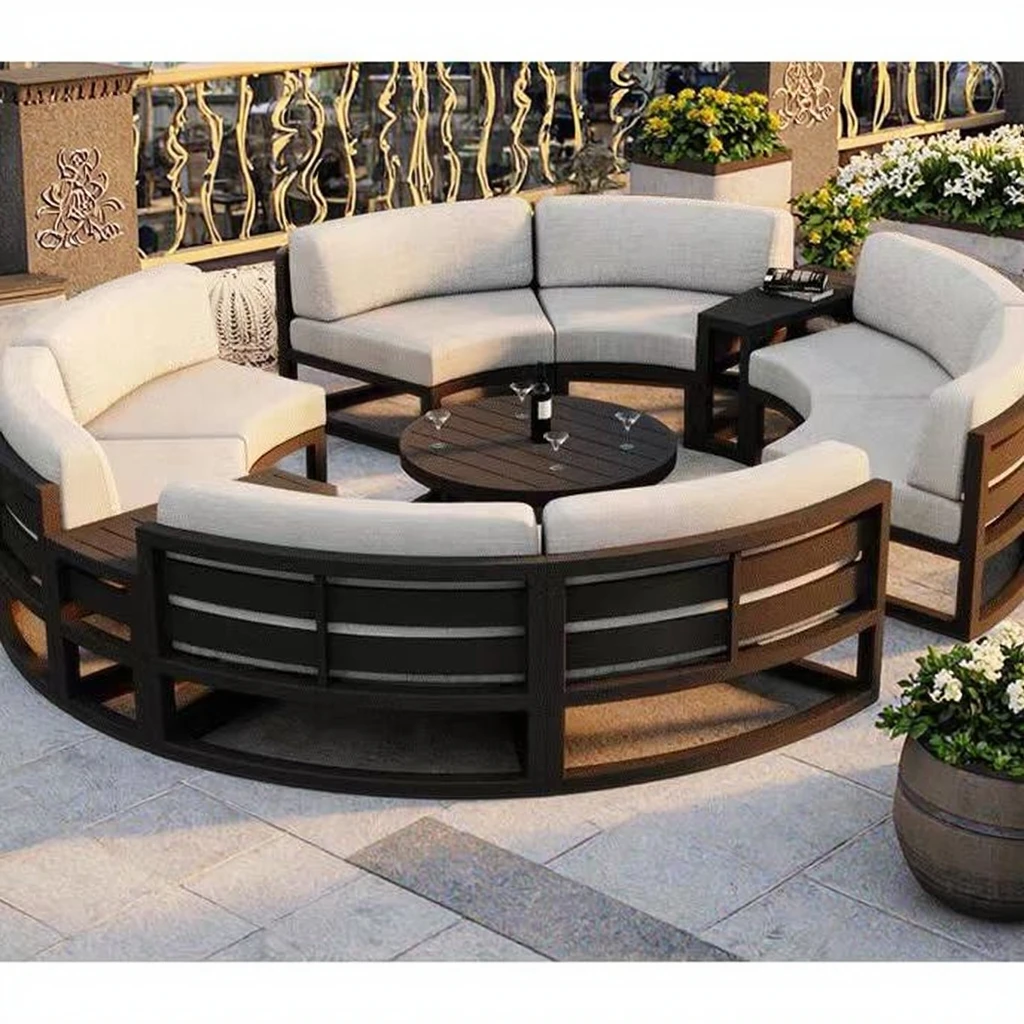 Modern Patio Outside Relaxing Modular Sofa Set Sectional Curved Circle ...