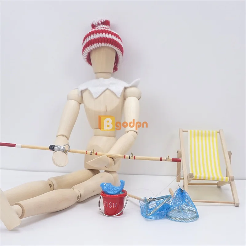 Fishing Rod Pole Model Elf Doll Prop Diy Christmas Decor Accessories 1: ...