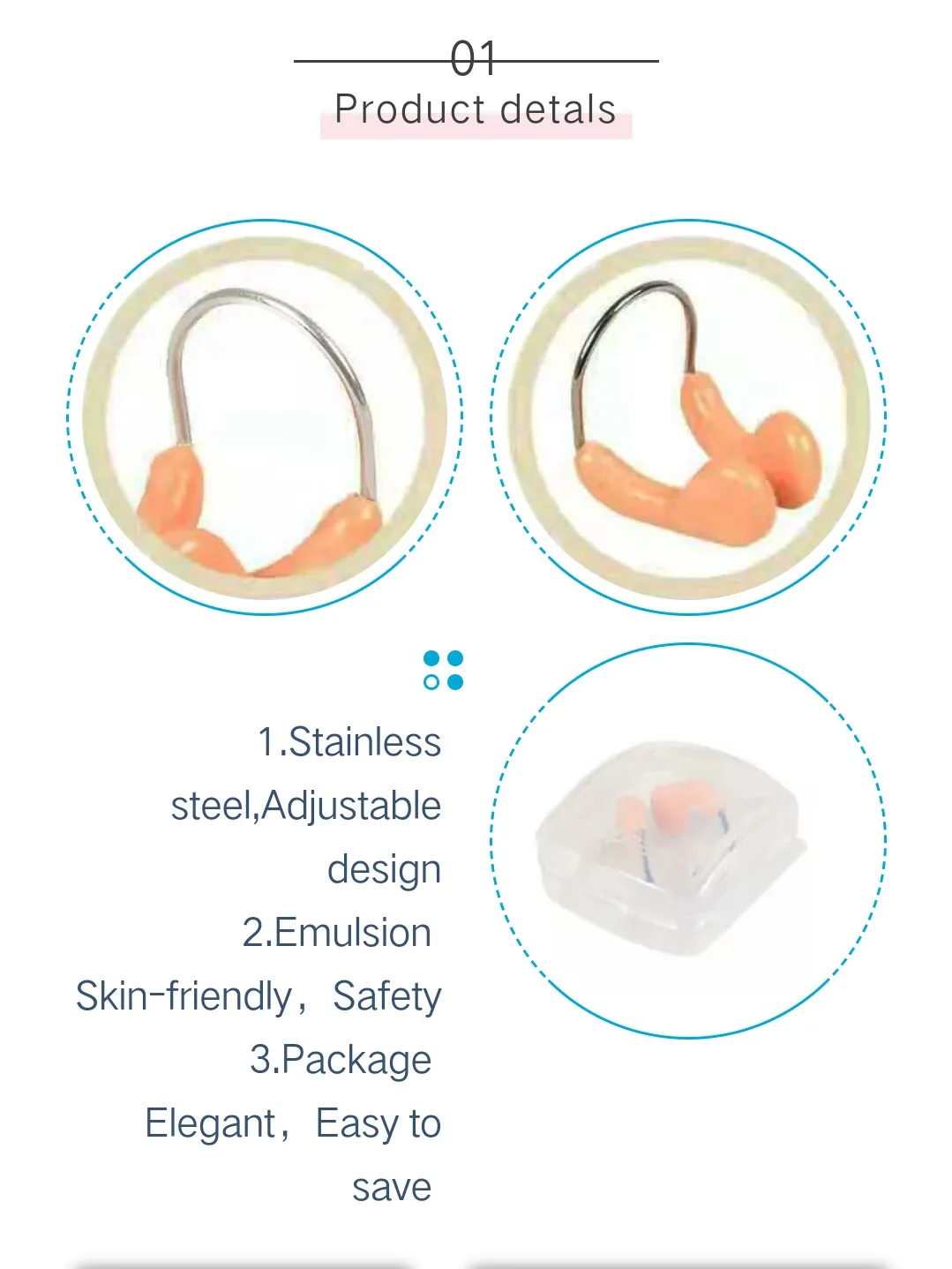 Flesh-colored Stainless Steel Wire Nose Clip Suit Swim Waterproof ...