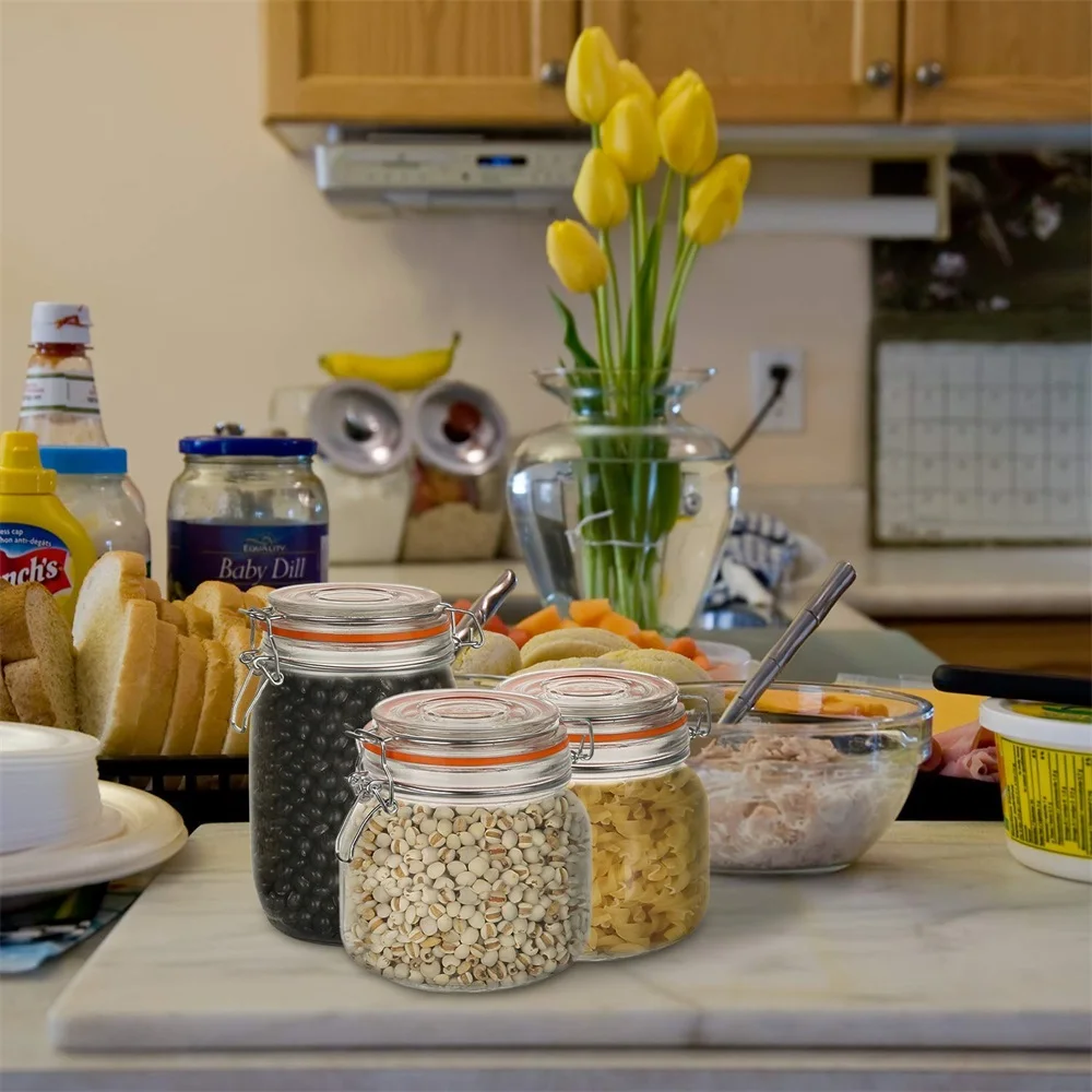 750ml Custom Round Jam Sauce Storage Canisters - Glass