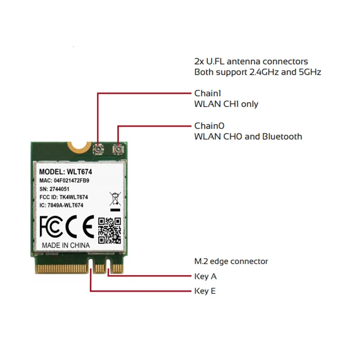 QCA6174A-5 WLT674 Dual Band+ble Wifi Module - 867mbps Speed