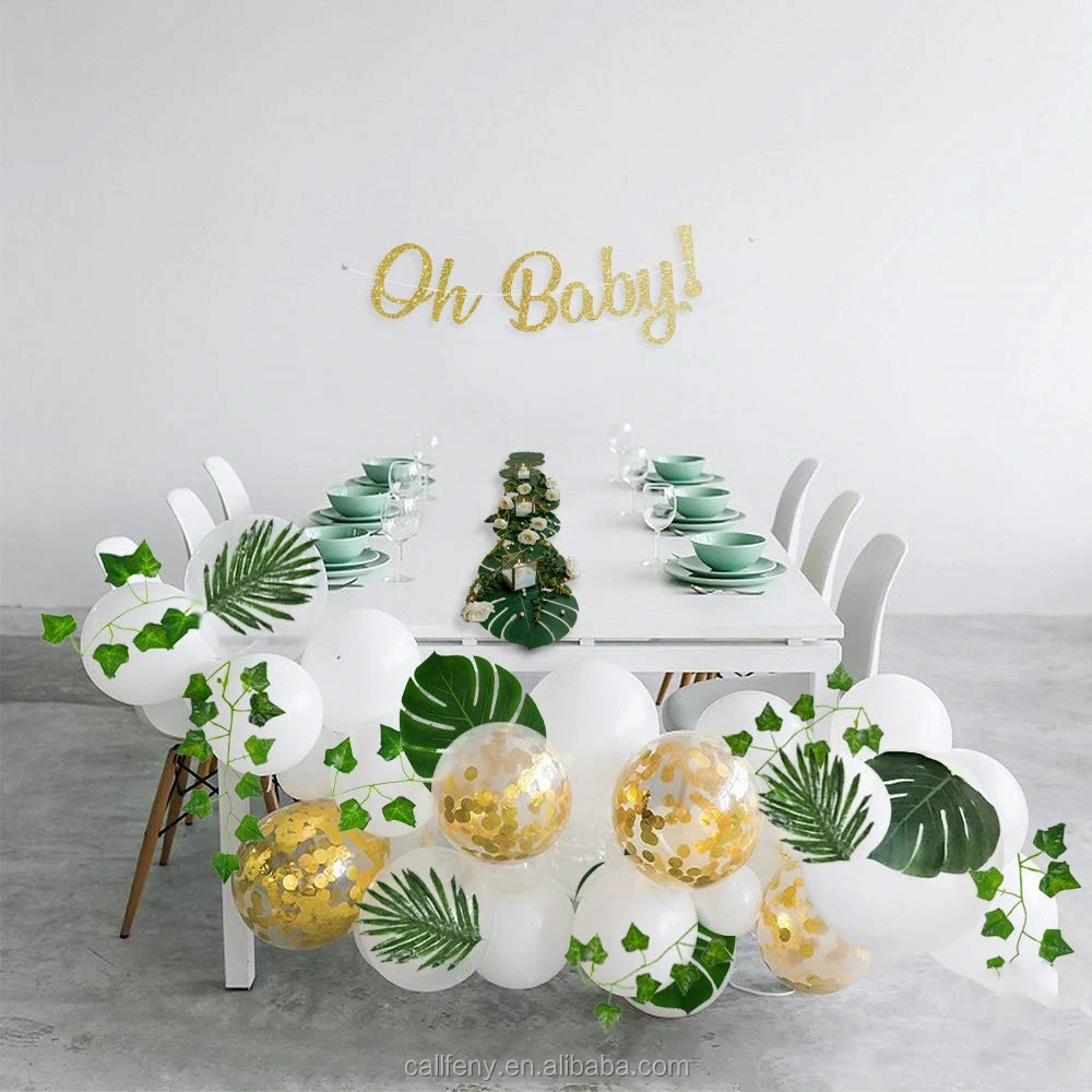 Greenery Baby Shower Decoration Neutral With Balloon Garland,Oh Baby ...