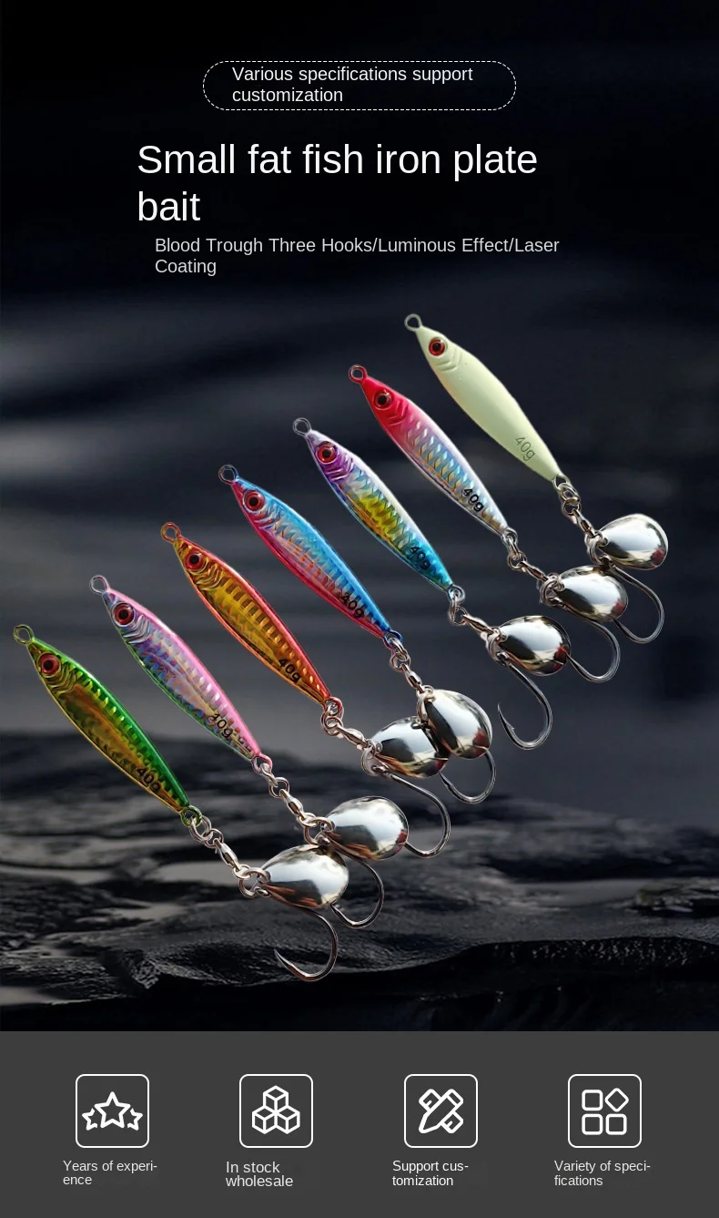 Luya Bionic Bait Small Iron Plate Lead Shore Throwing Luminous Freshwater Metal Fake Fishing ...