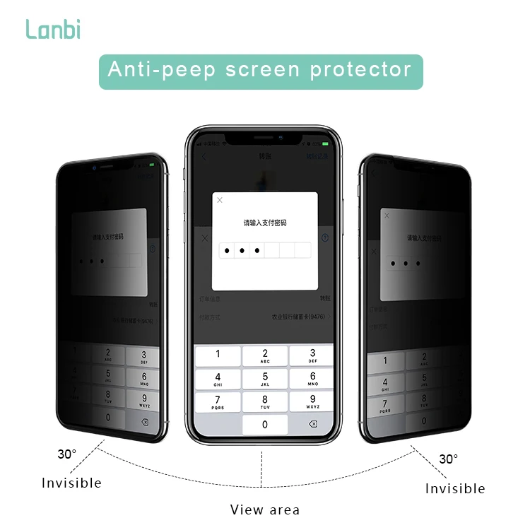 10h Hardness Tempered Glass Private Label Anti Privacy Screen Protector ...