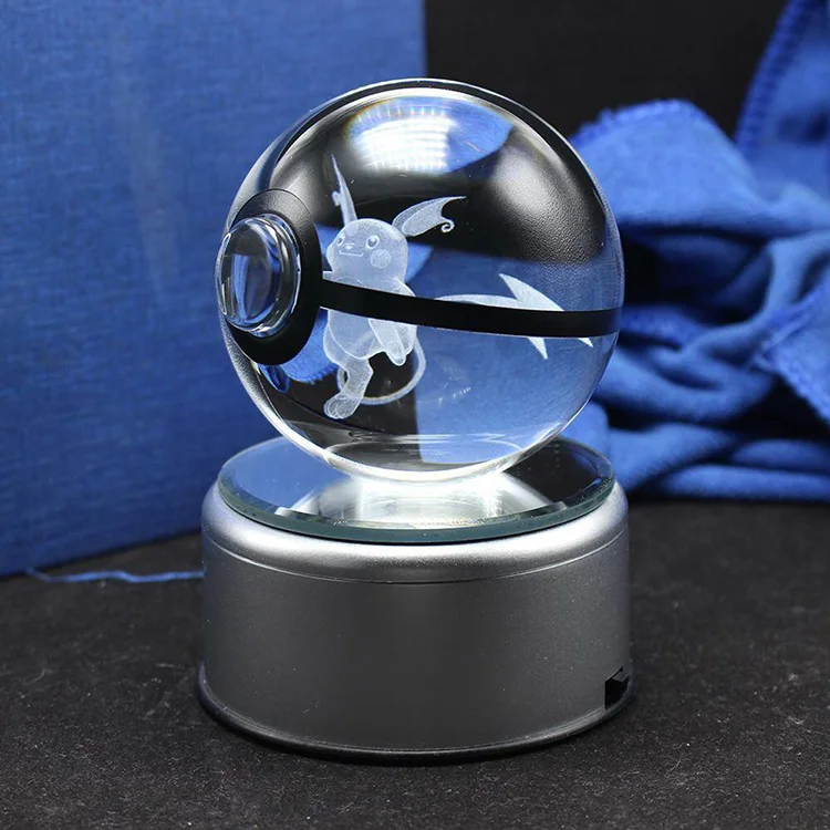 MH-Q0172 3D Laser Engraved Pikachu Ball - LED Light Base