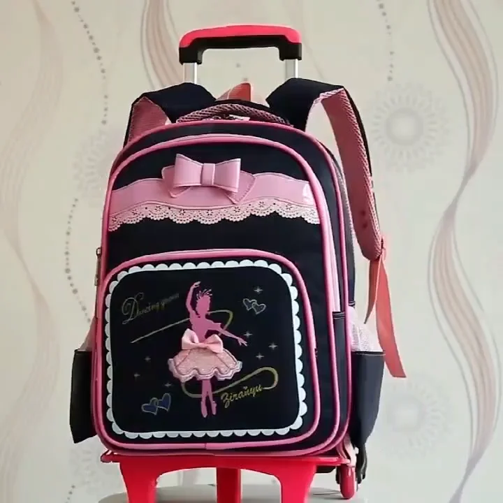 Trolley School Bag Cartoon Detachable Child Girls Kids Student Wheeled ...