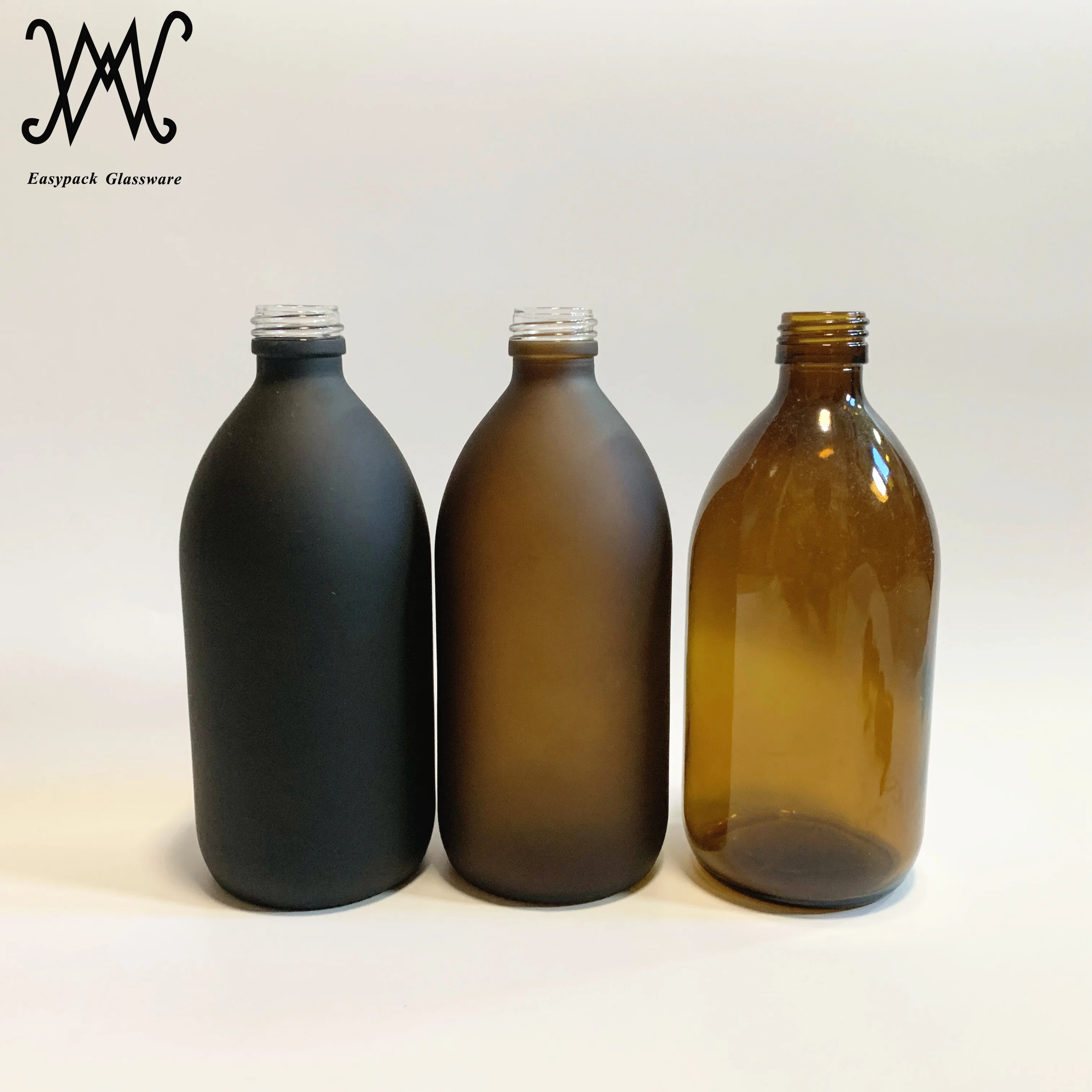 16oz 473ml Matte Black Opaque Glass Bottle with Matte Black Stainless ...