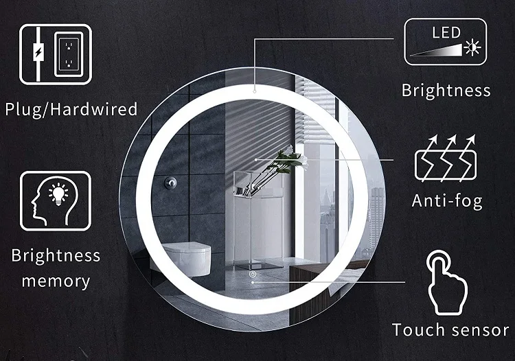 Factory Custom Touch Screen Bathroom Round Led Wall Mount Smart Mirror ...