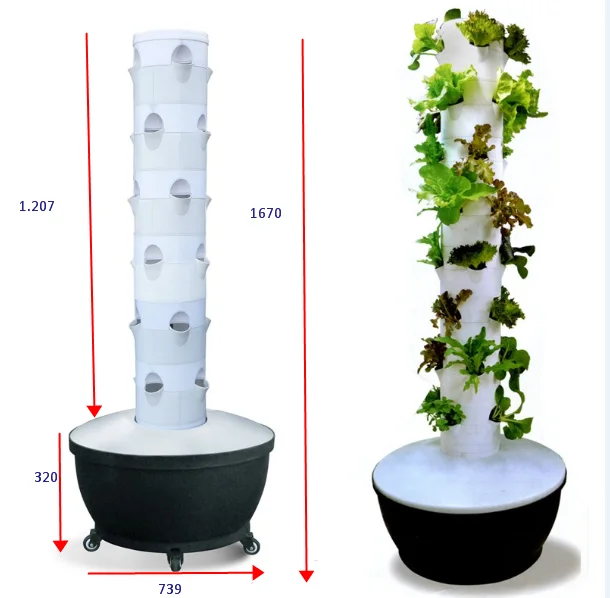 Aeroponic System for Greenhouse - Vertical Planting Tower