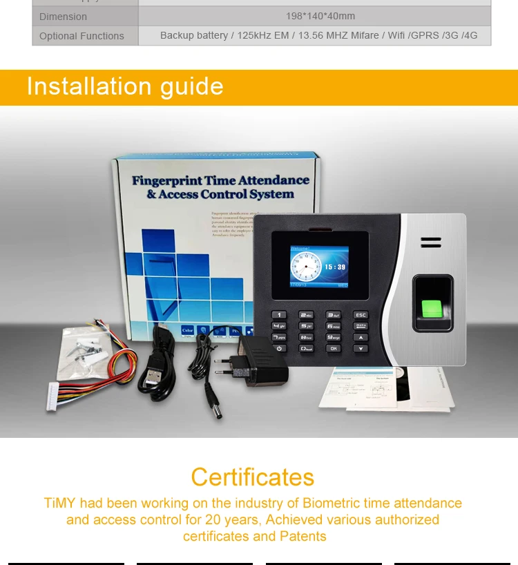 TIMMY RS20 Biometric Fingerprint Time Attendance Device