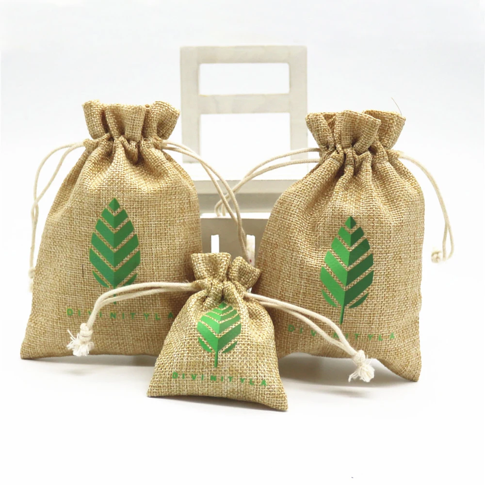 Natural Small Hemp Pouches Drawstring Jute Gunny Bag Wholesale Hemp ...