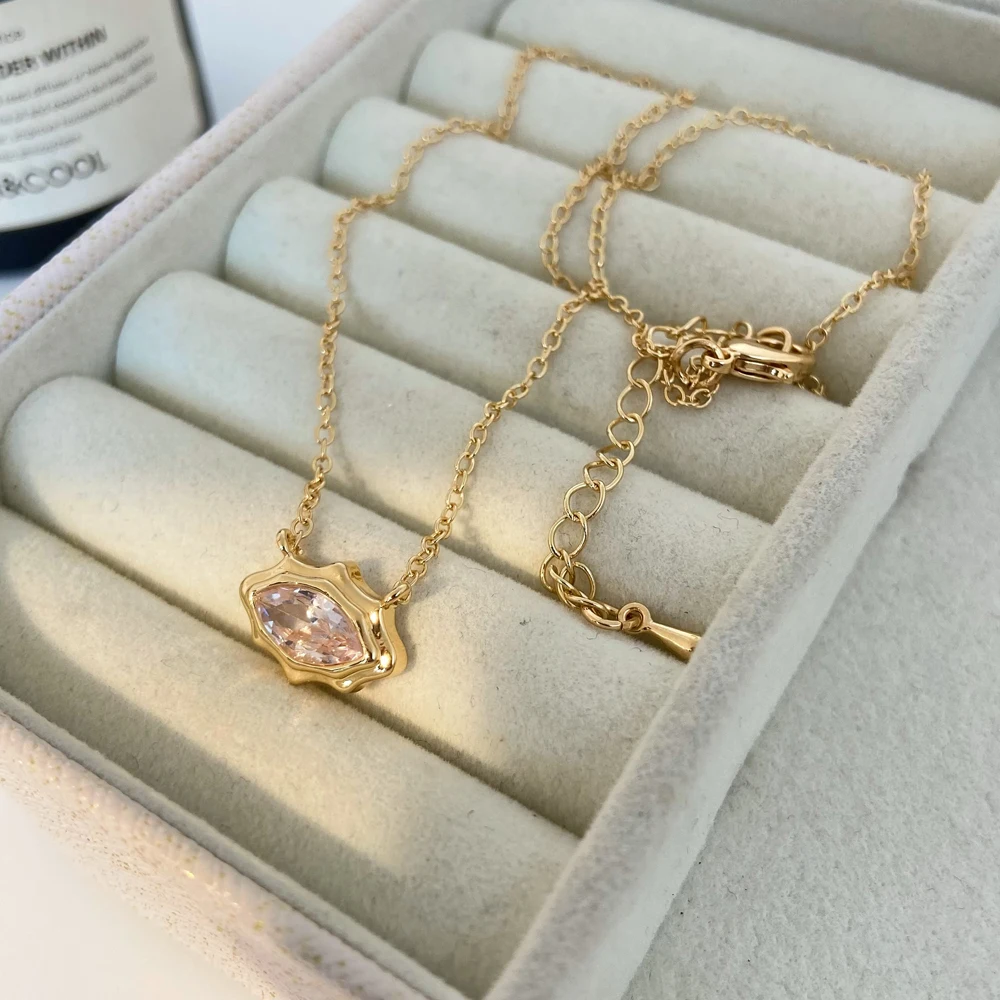 Brass Zircon Elliptical Round Pendant Necklace Minimalist Instagram ...