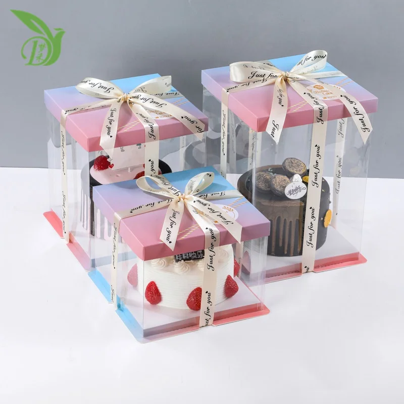 Clear Square Tall Transparent Cake Box Pet Pvc Wedding Birthday Party ...