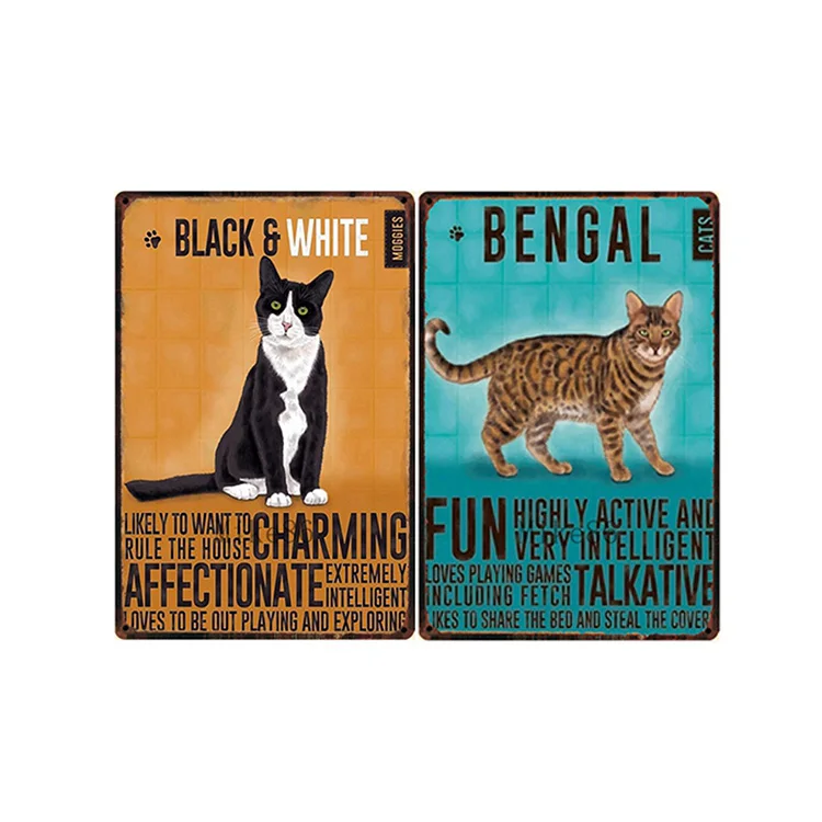 I Love My Cat Tabby Burmese Black Cats Tin Sign Cheap Plaque