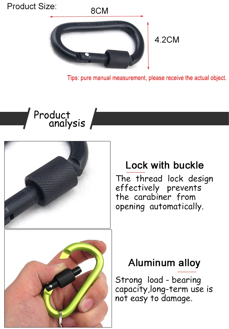 Outdoor Climbing Mountaineering D Type Key Chain Snap Hook Metal ...