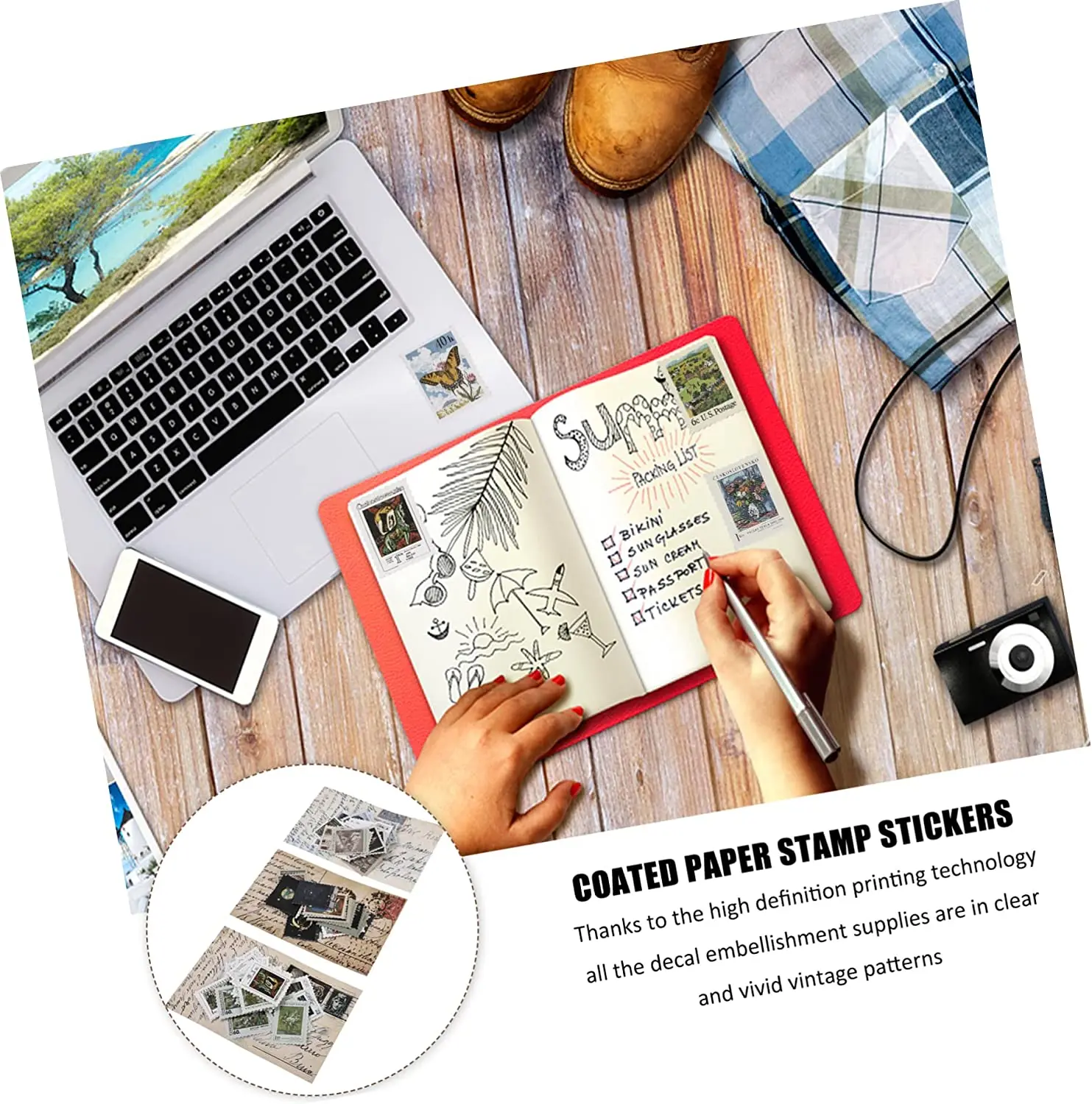 Adhesive Sheet Vintage Postage Stamp Sticker For Scrapbooking Bullet ...