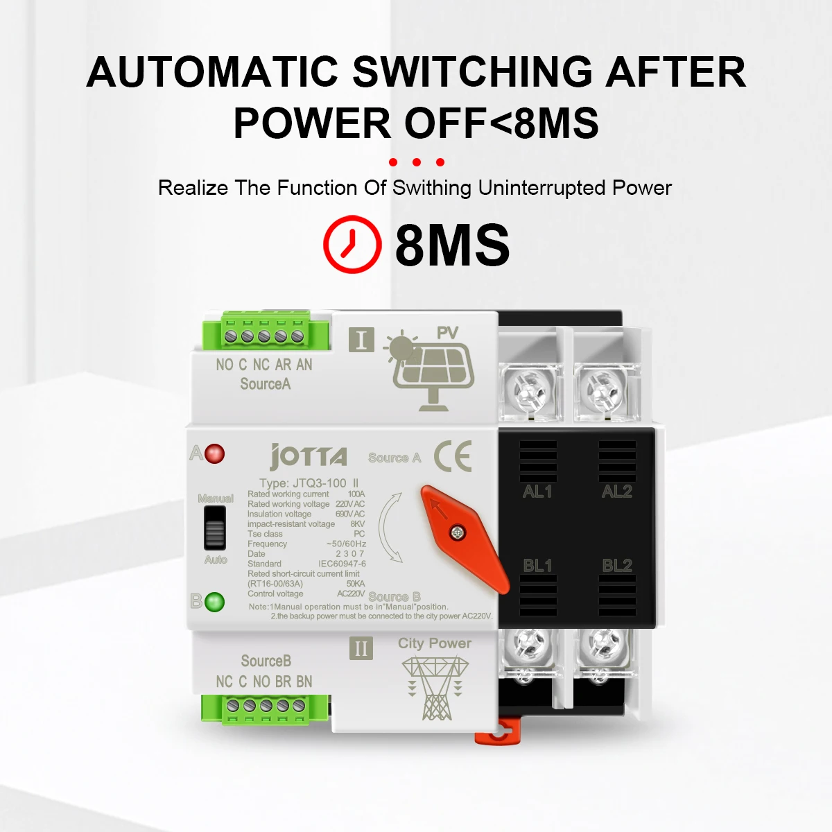 Jotta Pc Type Automatic Transfer Switch 2p 100a 220v Pv Ats For Solar ... Jotta Pc Type Automatic Transfer Switch 2p 100a 220v Pv Ats For Solar ...