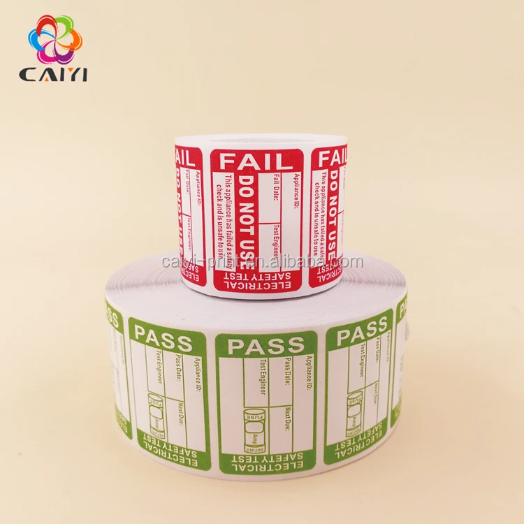 Self-adhesive Sticker Paper Pat Test Label Electrical Safety Test Label ...