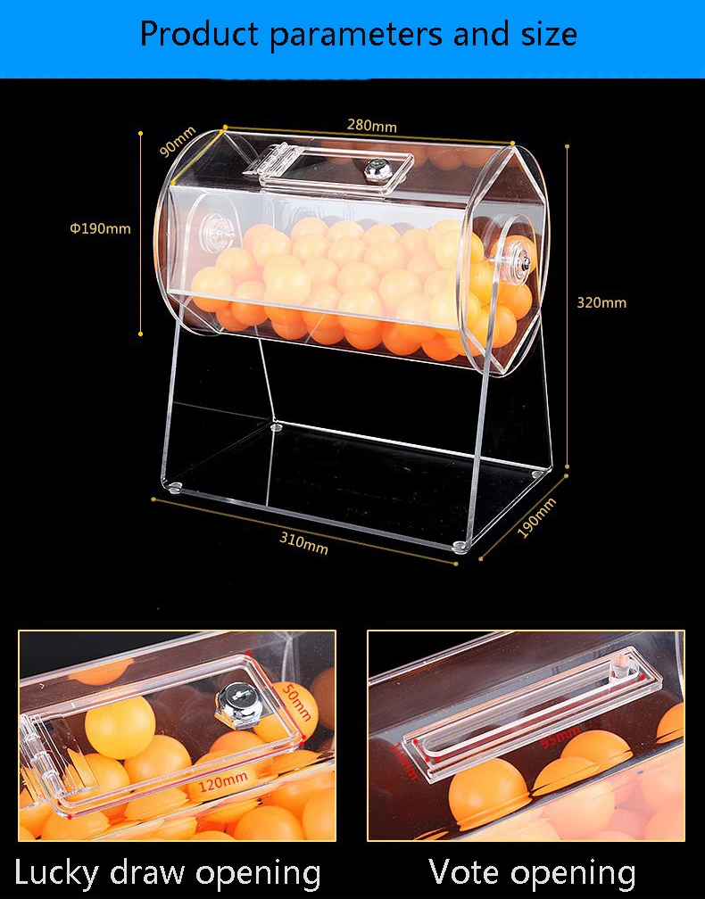360 Degree Rotating Acrylic Material Lottery Box Acrylic Lucky Draw ...