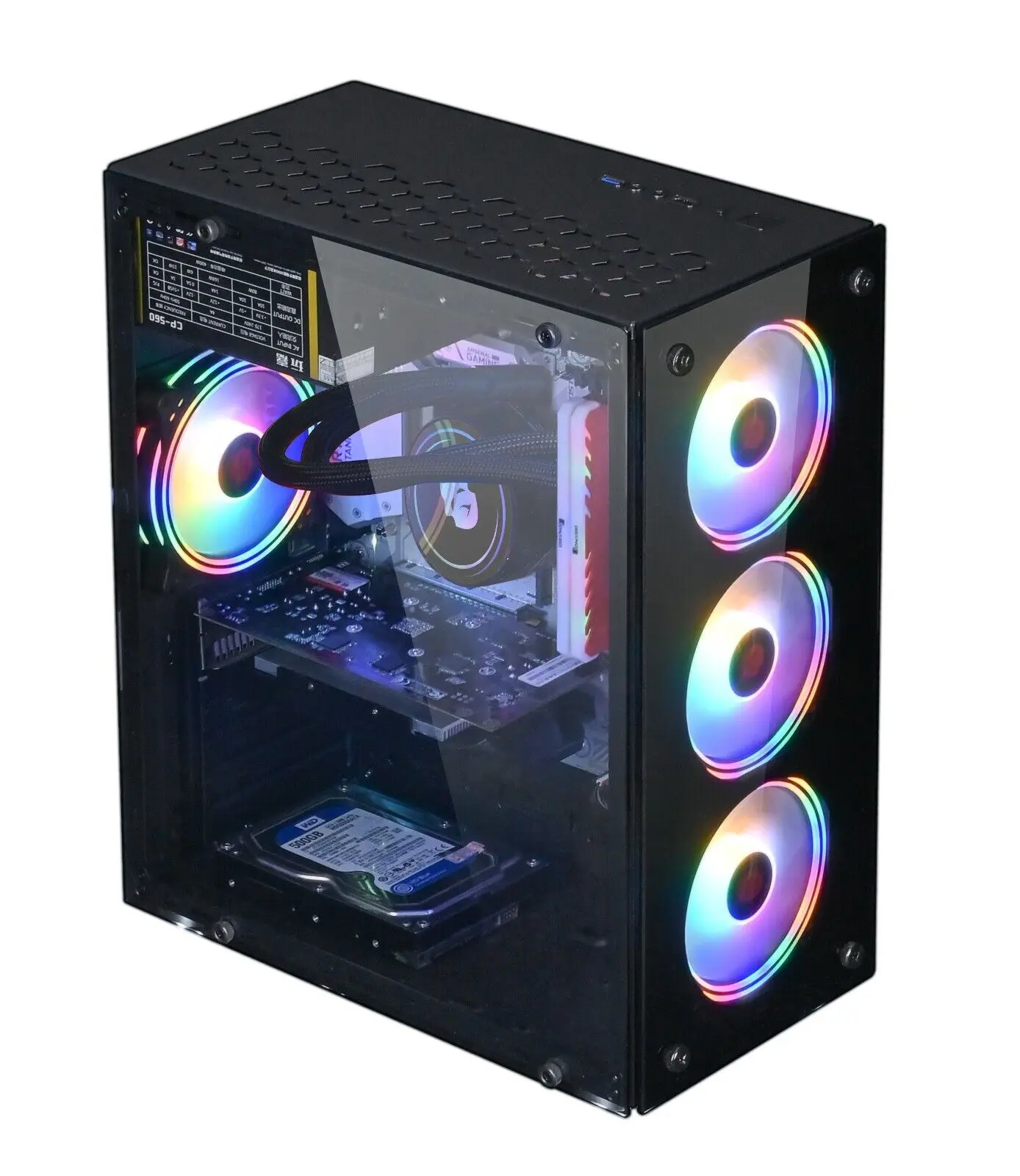 Gaming PC case ATX/ITX/M-ATX Full View Side Panel Temper Glass Front ...