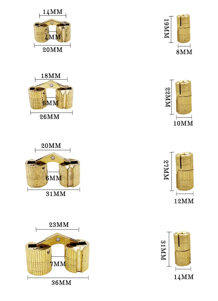 Mini Concealed Hinge Jewellery Box - Small Brass Hinge 8mm
